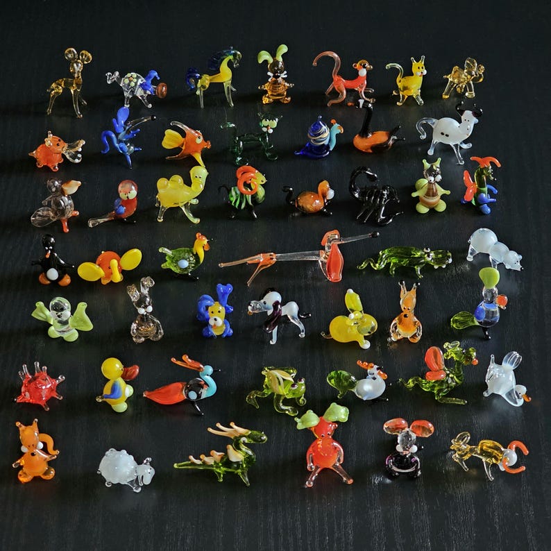 NEW COLLECTION - Handcrafted 1-inch Mini Glass Animal Figurines | Set ...