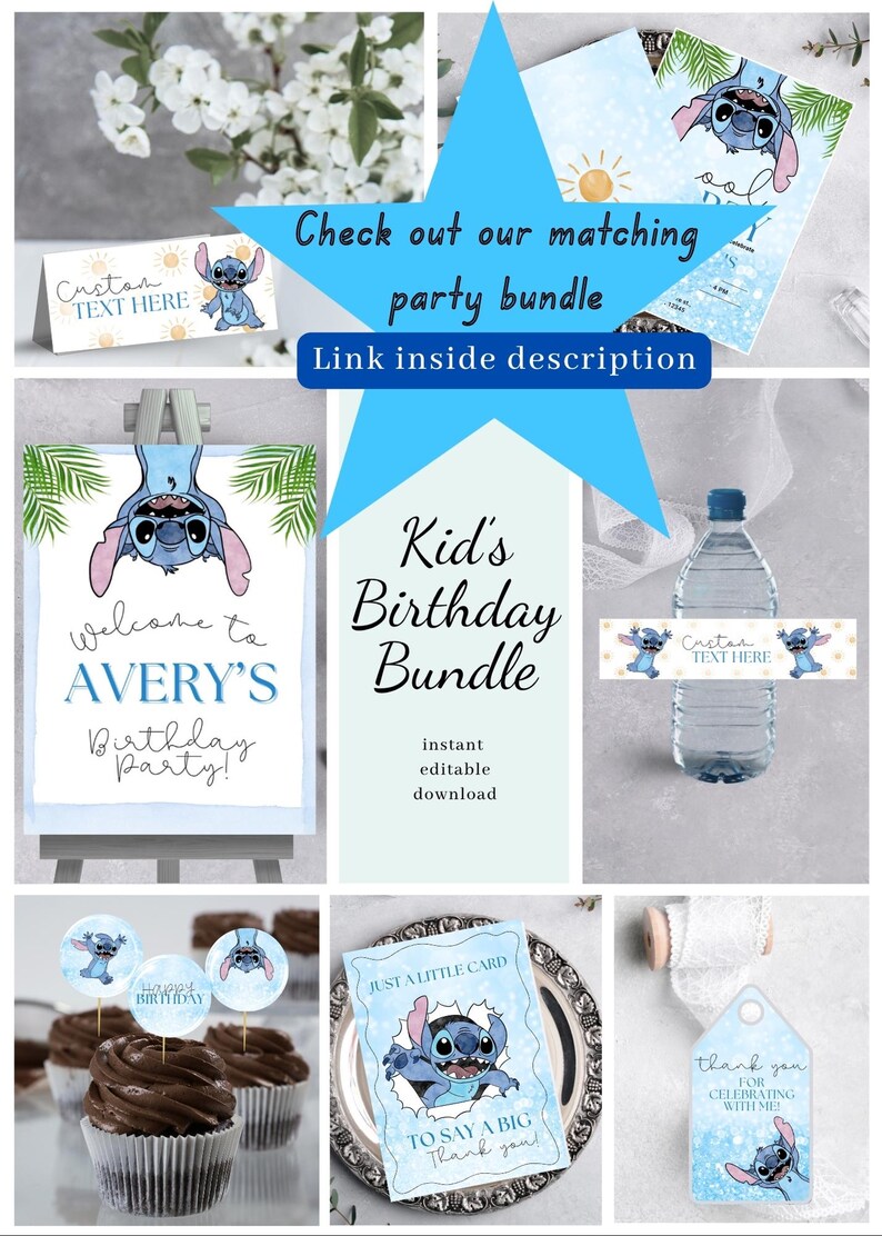 Editable Stitch Pool Party Birthday Invitation, Lilo & Stitch Canva ...