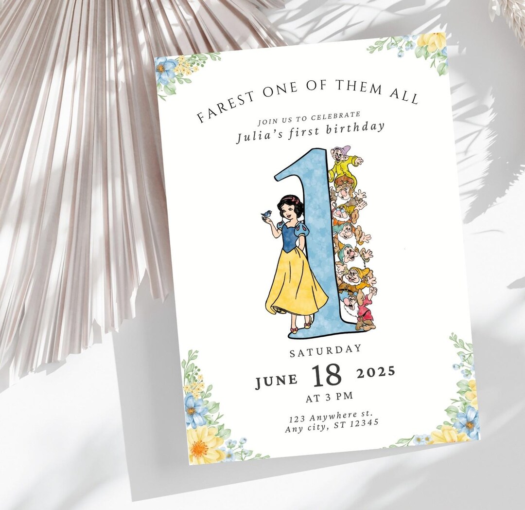 Snow White Invite 1st Birthday - Etsy