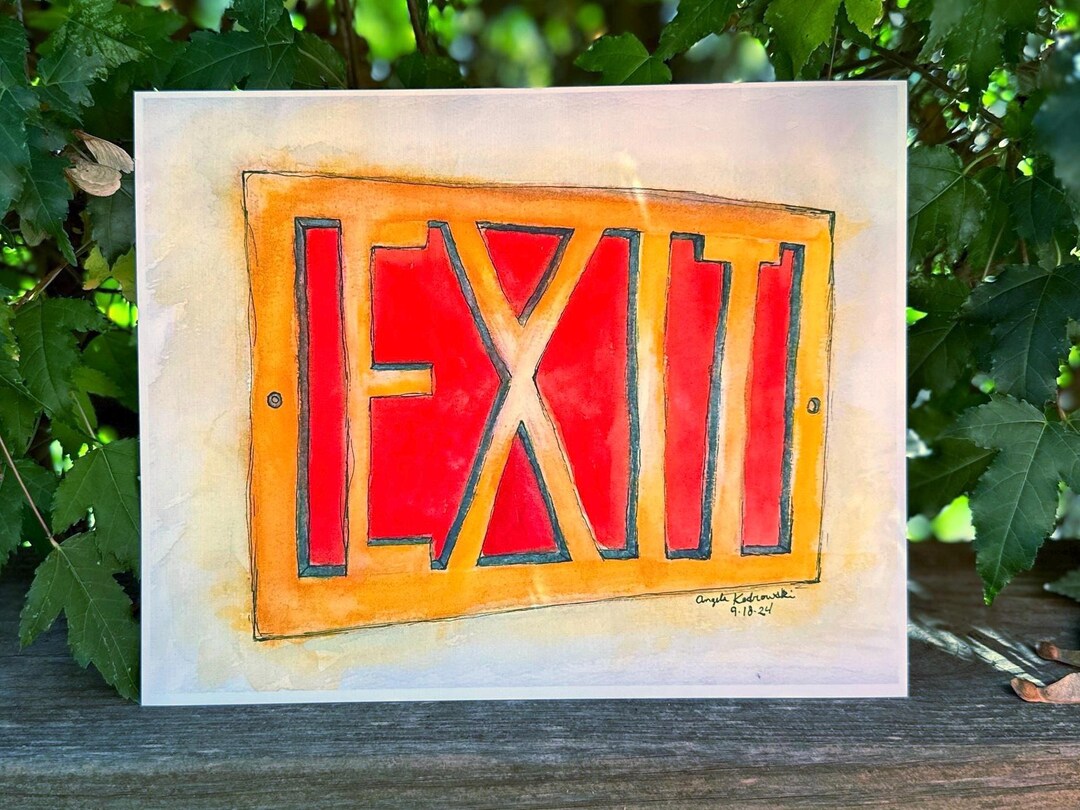 Antique Exit Sign Watercolor Art Print - Etsy