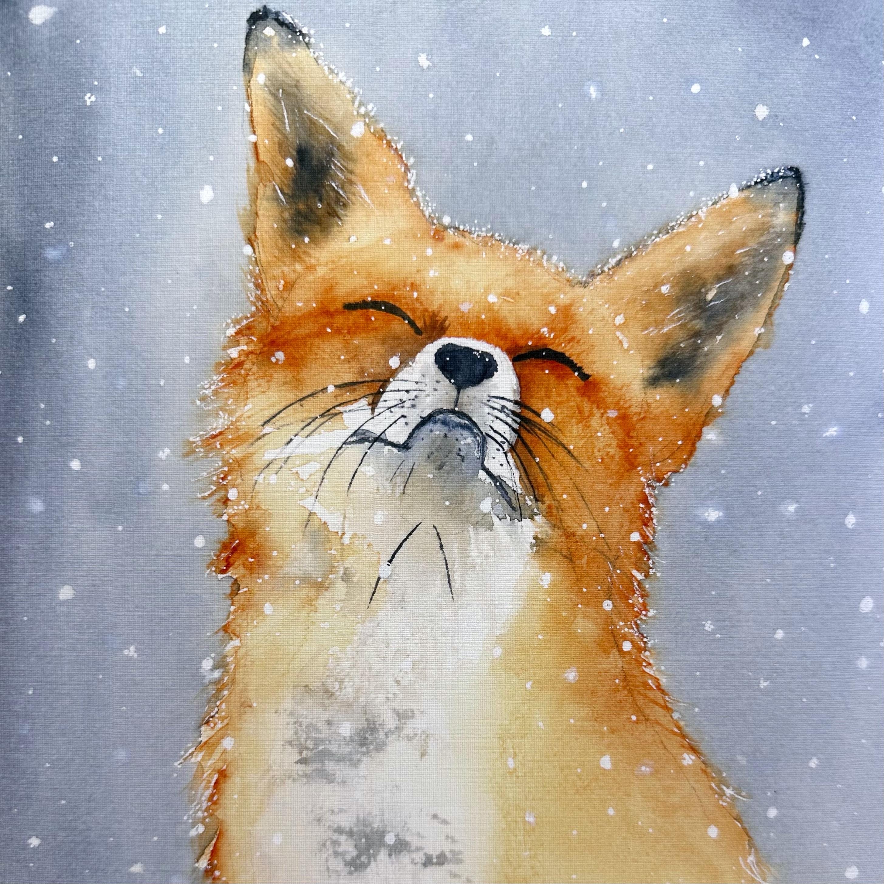 Fox in the Snow Art Print From Original Watercolor Painting - Etsy