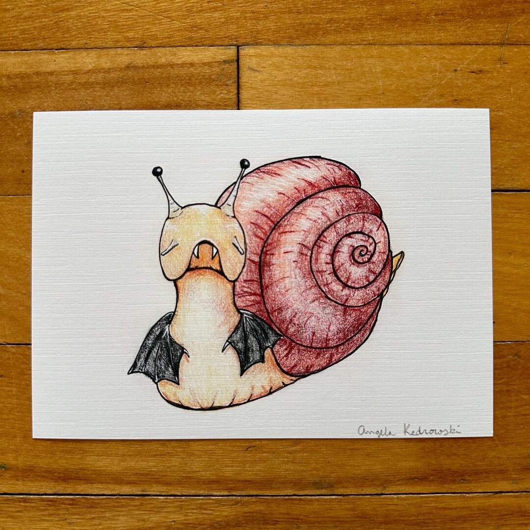 Vampire Snail Art Print From Original Colored Pencil Sketch - Etsy