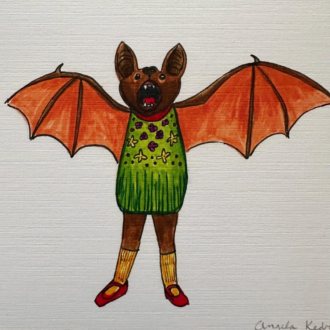 Brat Bat, Original Sketch Art Print, Halloween Decor - Etsy