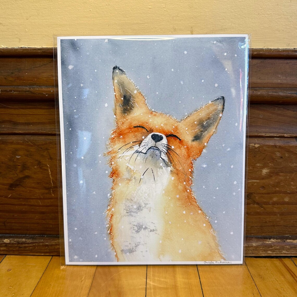 Fox in the Snow Art Print From Original Watercolor Painting - Etsy