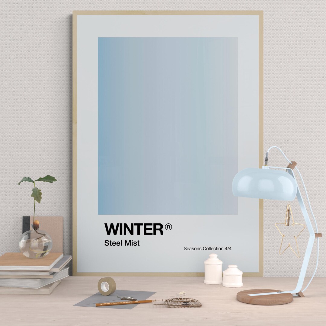 Printable Pantone winter Steel Mist Blue Gradient, Blue Wall Art ...