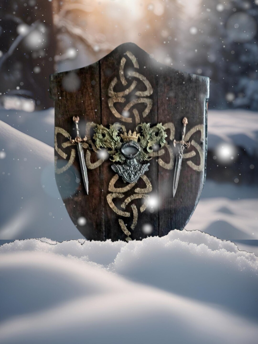 Medieval Wood Shields Handcrafted celtic Knots decorative Display Only ...