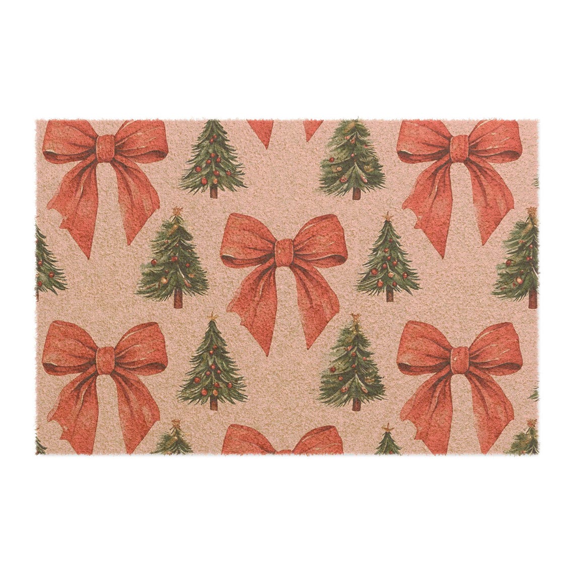 Christmas Bows and Trees Doormat - Grade A Coconut Fiber - 24x16 ...