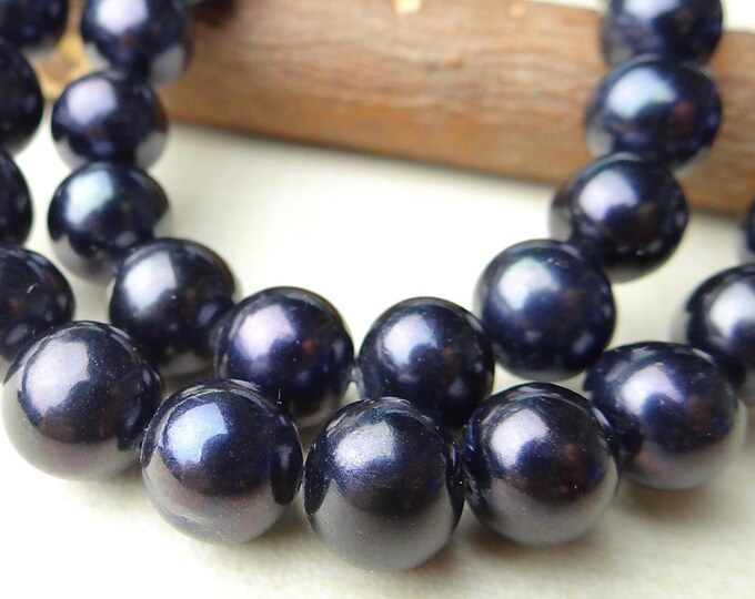 7.5 Inches...black Freshwater Large Round Pearls...10mm - Etsy