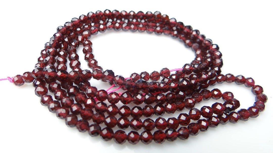 Crimson Garnet Faceted Round Beads~~ 15 Inches~~3.5mm - Etsy
