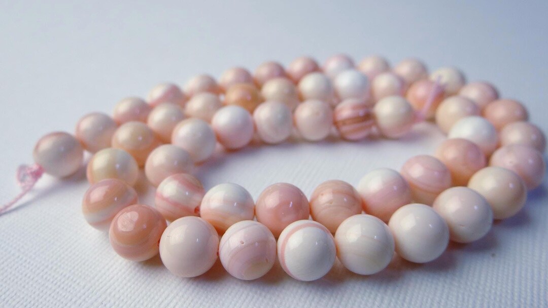 Pink Queen Conch Shell Smooth Round Beads- 8 Inches--8mm - Etsy