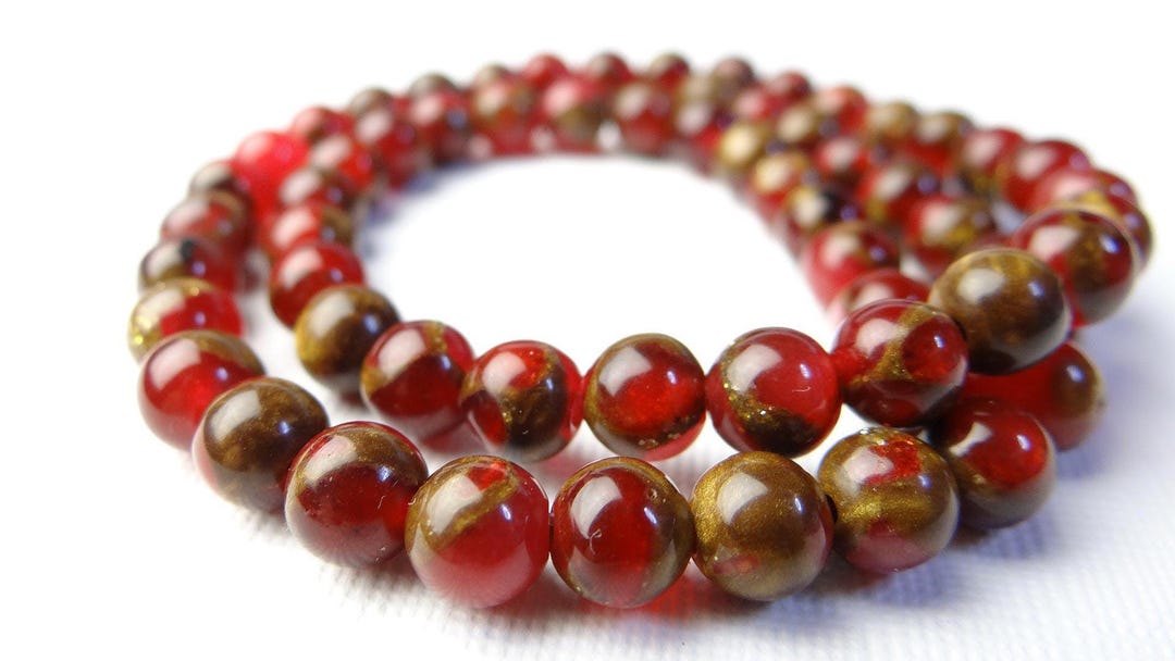 15 Inches..ruby Red Quartz With Bronzite Quartz Round Beads...6mm - Etsy