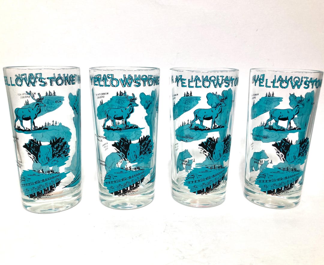 Vintage Yellowstone National Park Drinking Glasses SET of FOUR With ...