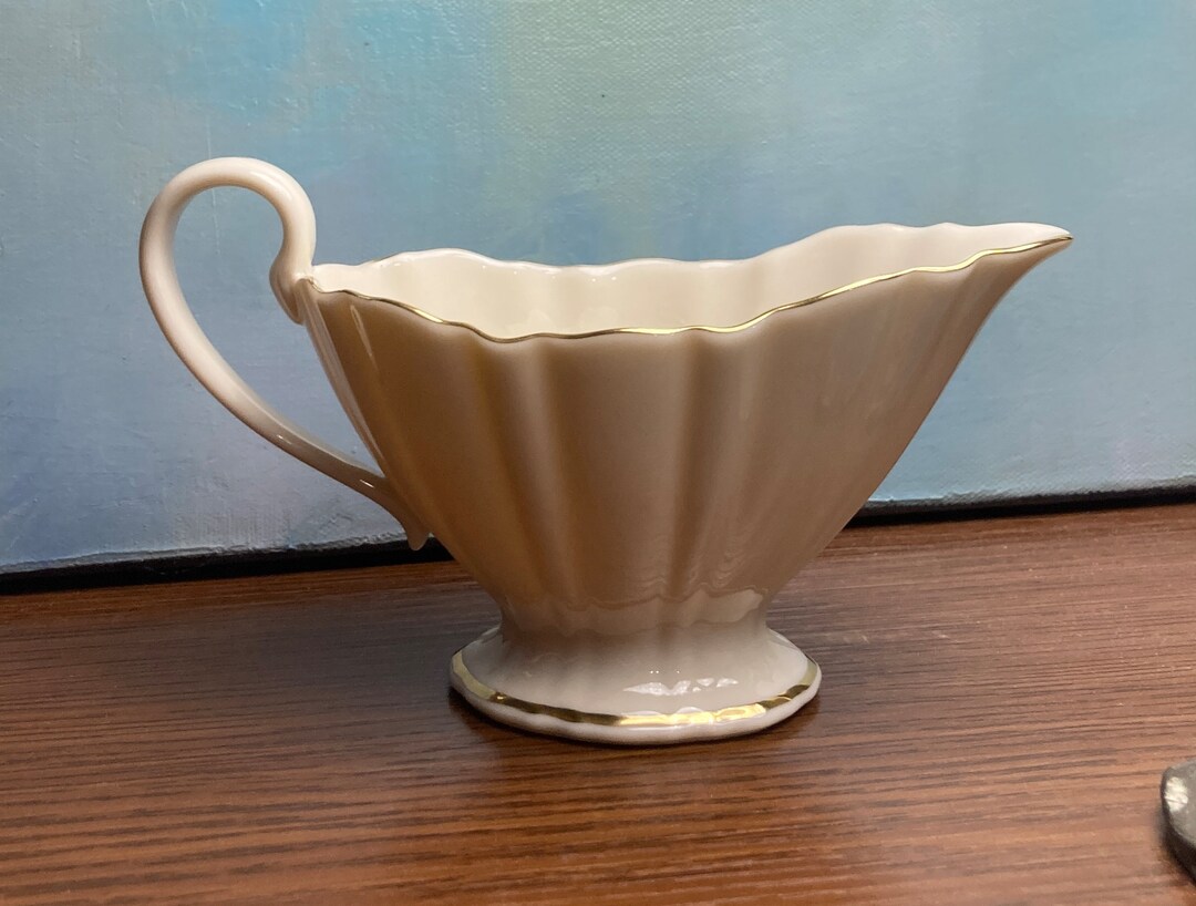 Vintage Lenox Ivory 24k Gold Trim Symphony Footed Creamer Bone China ...