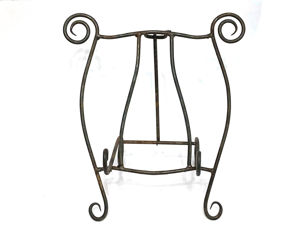 Large Vintage Wrought Iron Display Stand Tabletop Easel Book Cookbook ...