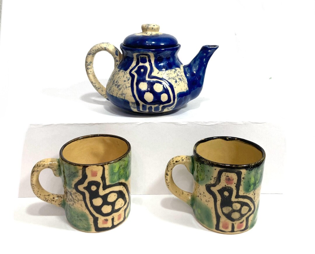 Kazuri Kenya Maasai African Studio Art Pottery Group of Teapot and 2 ...