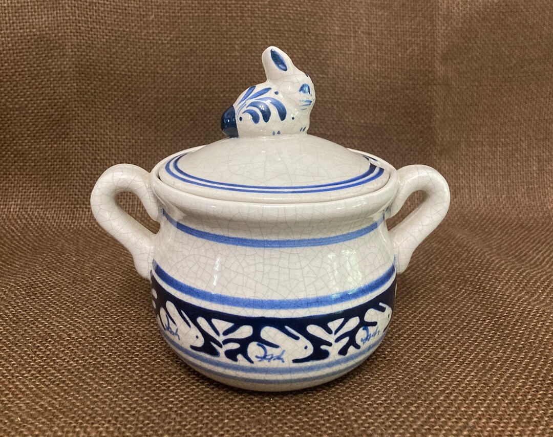 Vintage Dedham Pottery the Potting Shed Bunny Rabbit Covered Ceramic ...