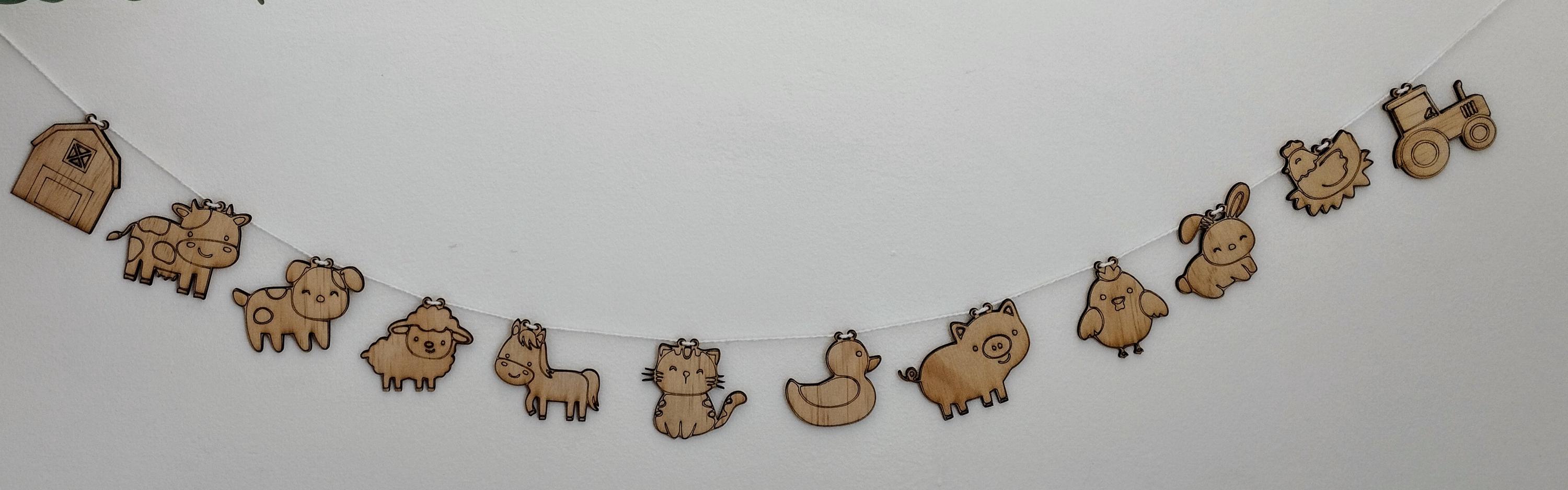 Laser Cut Farm Animals Garland, Theme Garland, Playroom Bunting. - Etsy