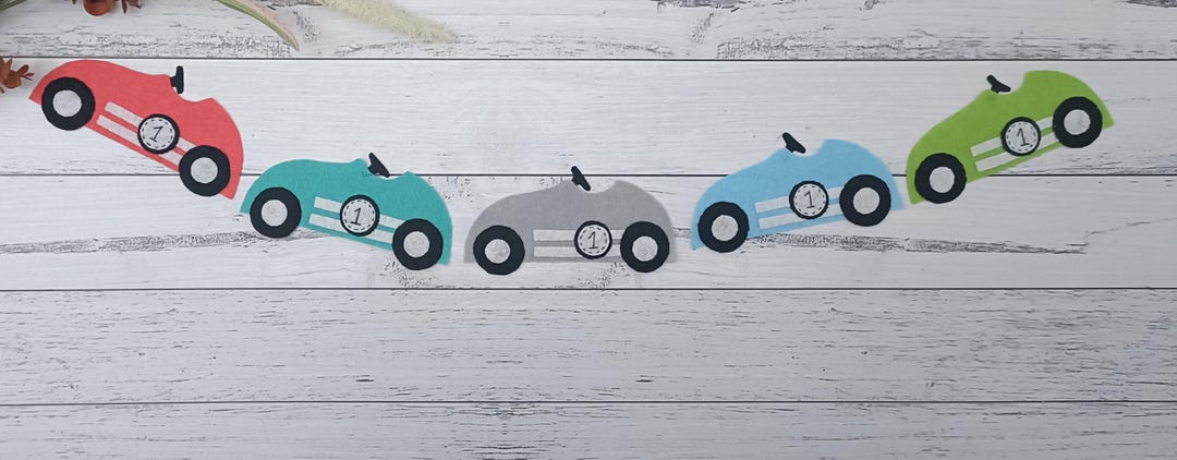 Felt Racing Cars Bunting, Theme Birthday Party Garland, Kids Room ...