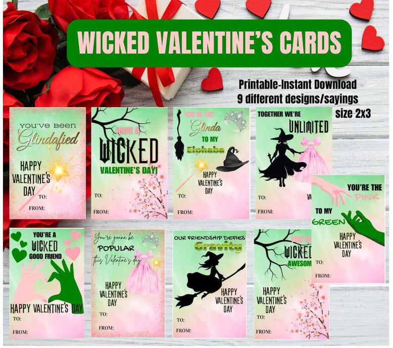 Wicked Valentine Cards, Classroom Valentine’s, Printable, Instant ...
