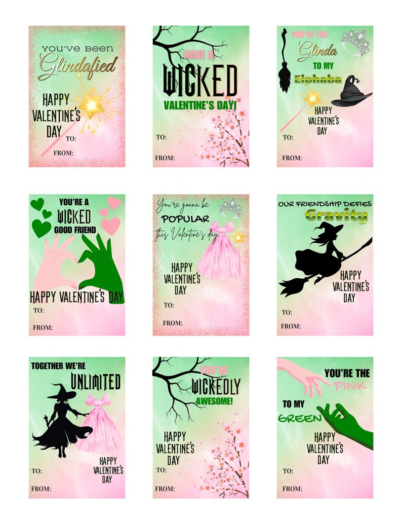 Wicked Valentine Cards, Classroom Valentine’s, Printable, Instant ...