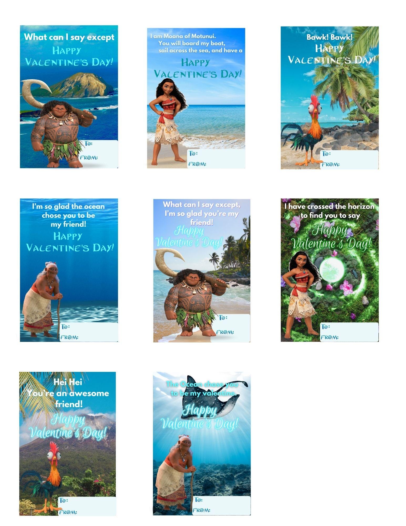 Printable Moana Valentine Day Cards, Classroom Valentine's for ...