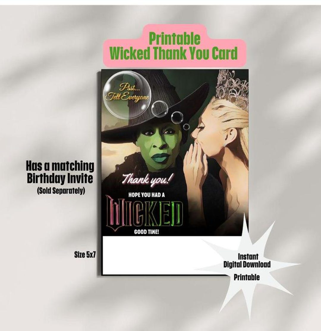 Wicked Thank You Card, Printable, Instant Download - Etsy