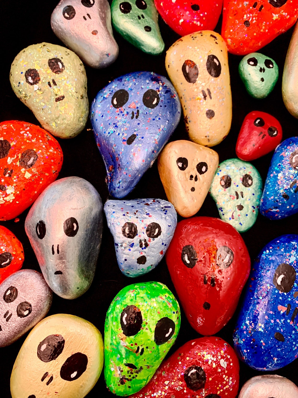 UFO Painted Rocks Aliens, a Crew of 34. - Etsy