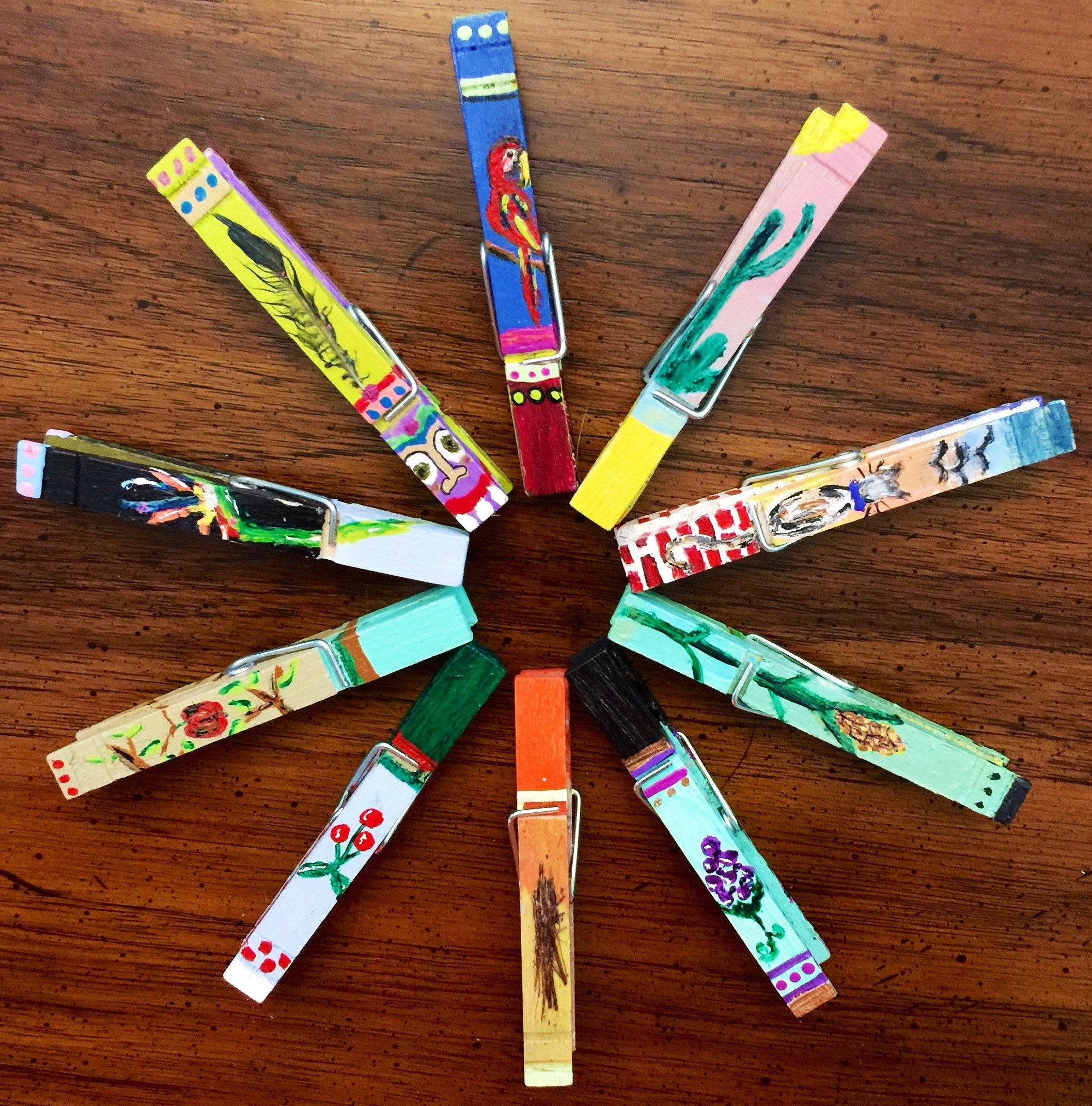 Clothespins Kitchen Music Room Art Hand Painted Clips - Etsy
