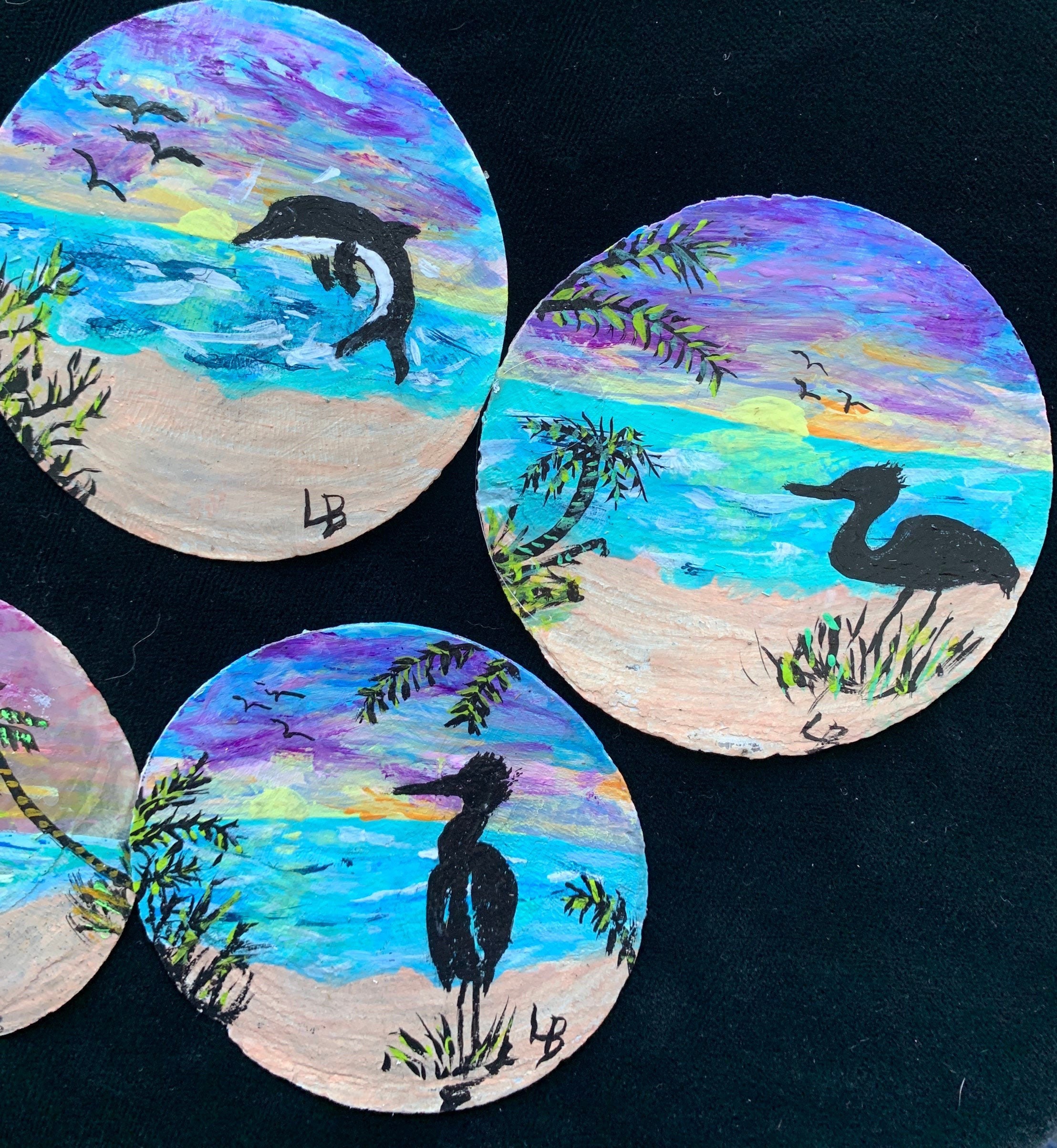 Capiz Sea Shells, (set of 5) Original Hand Painted. - Etsy