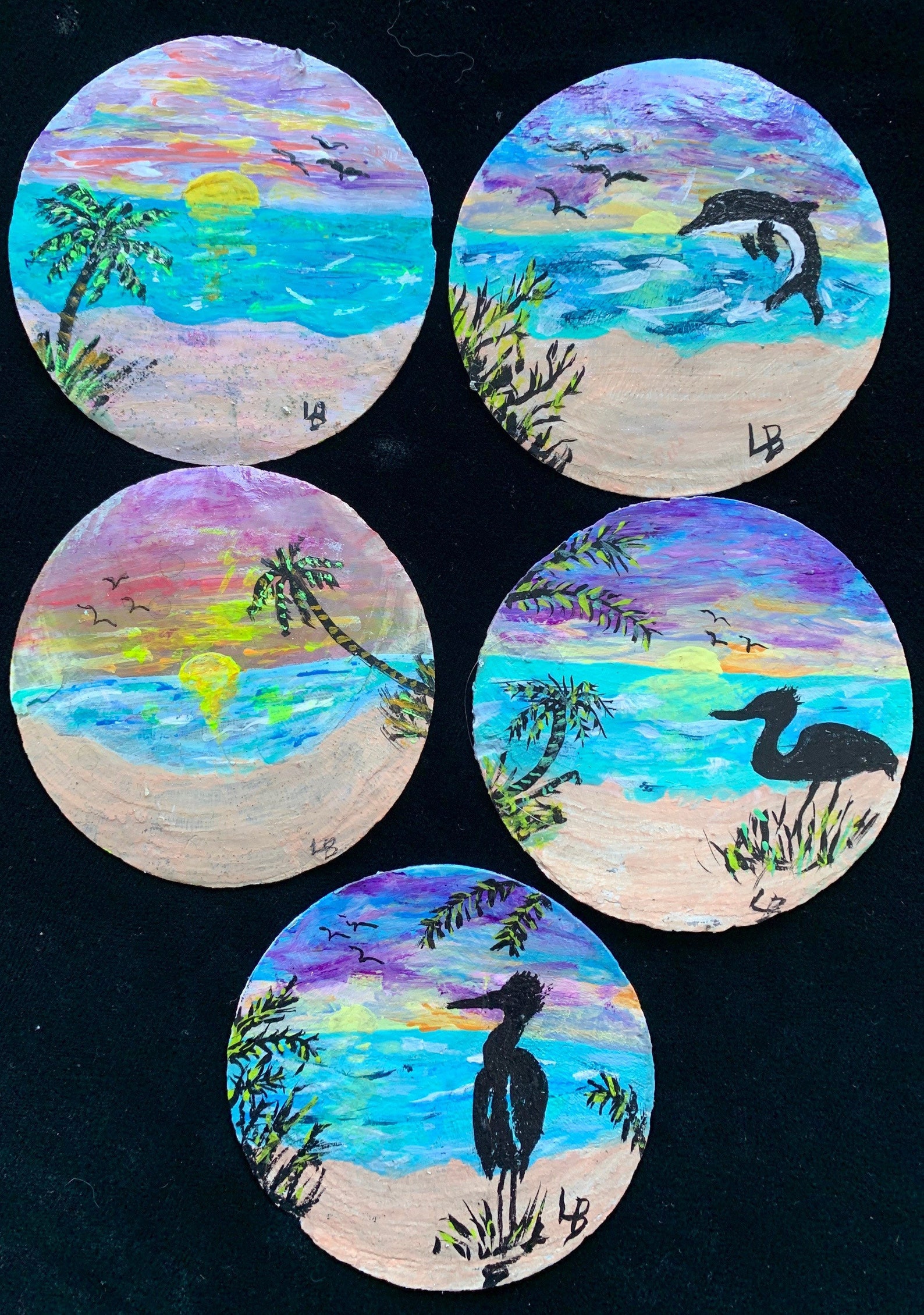 Capiz Sea Shells, (set of 5) Original Hand Painted. - Etsy