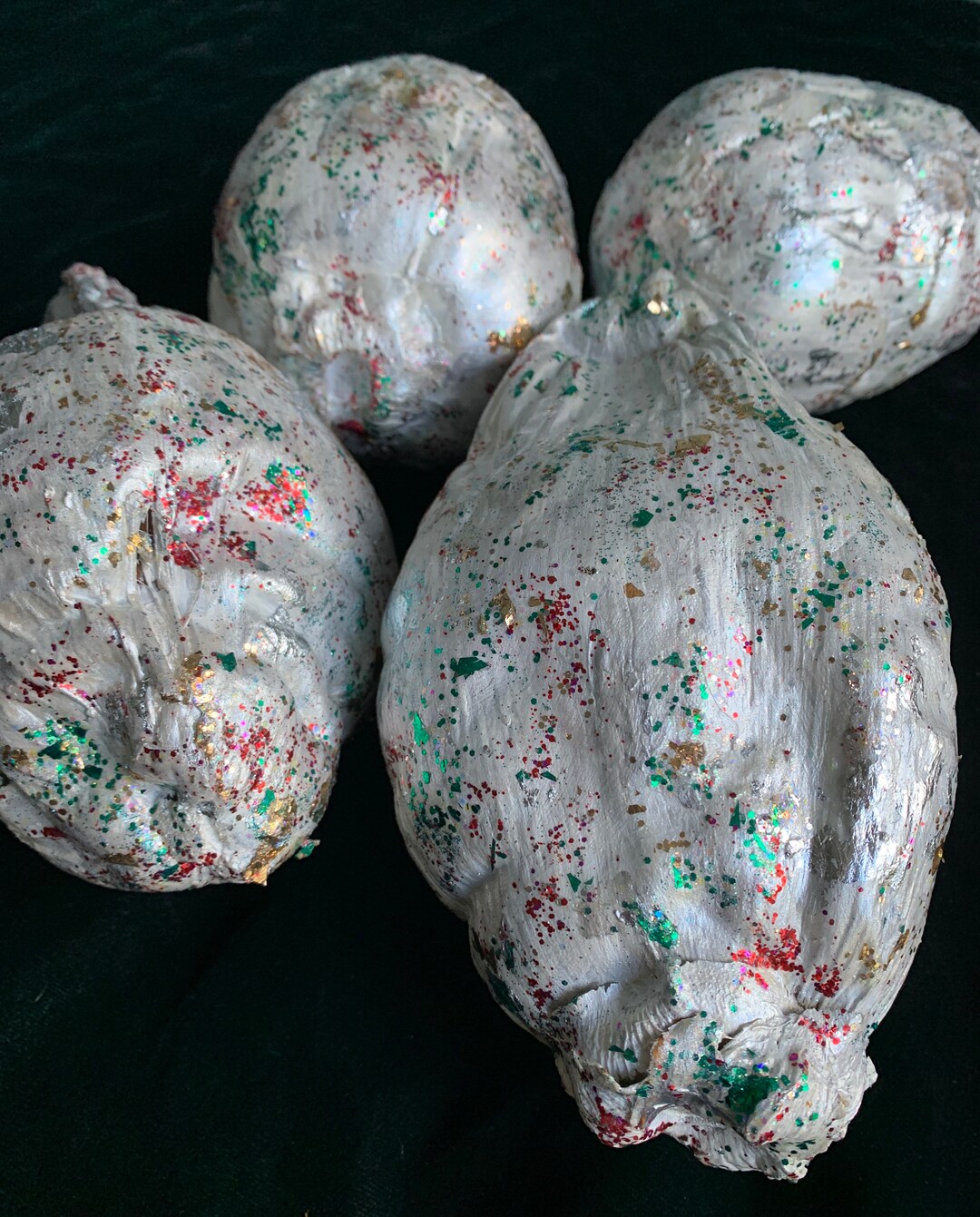 Winter Coconuts, 4 Silver Leaf and Sparkle! - Etsy