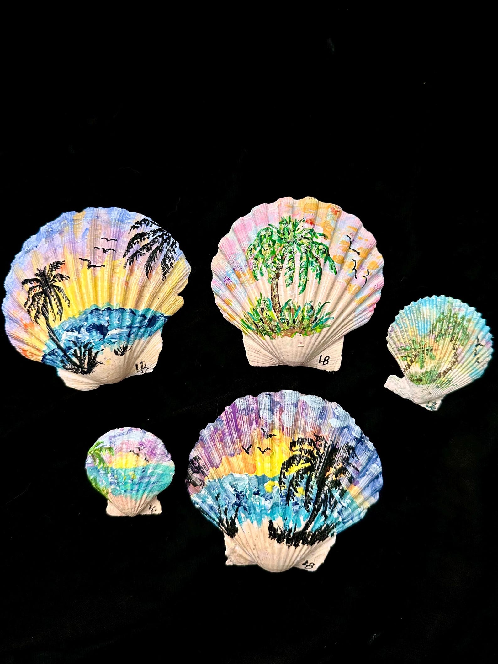 Tropical Palm Trees Painted on a Scallop Shells. - Etsy