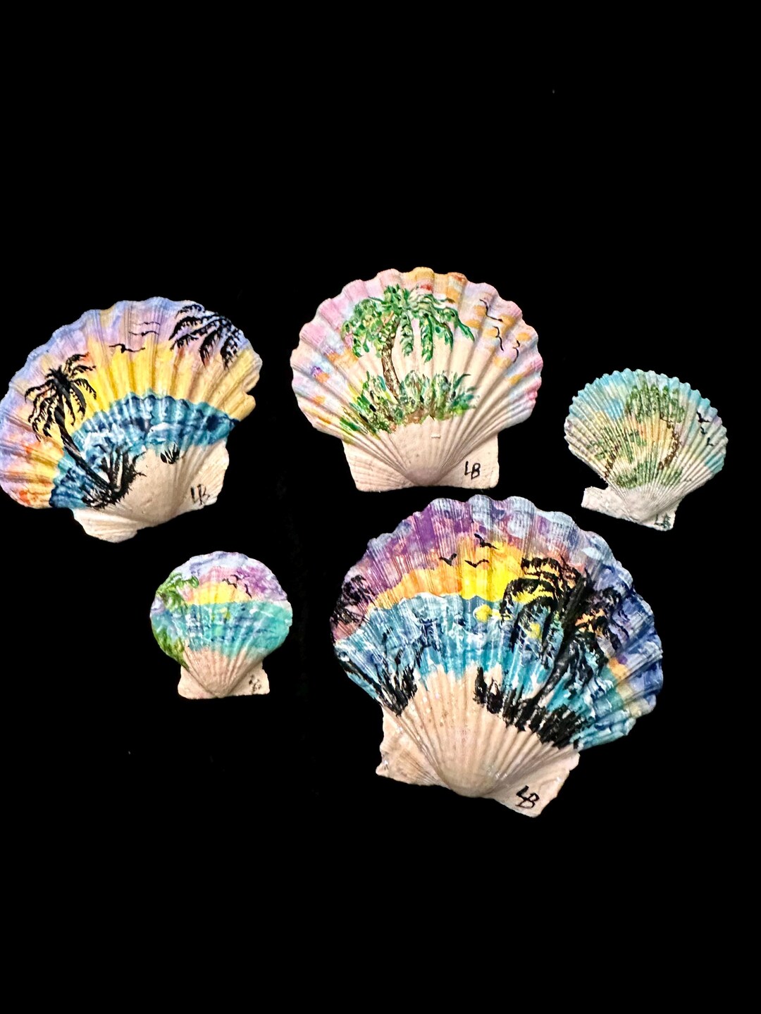 Tropical Palm Trees Painted on a Scallop Shells. - Etsy