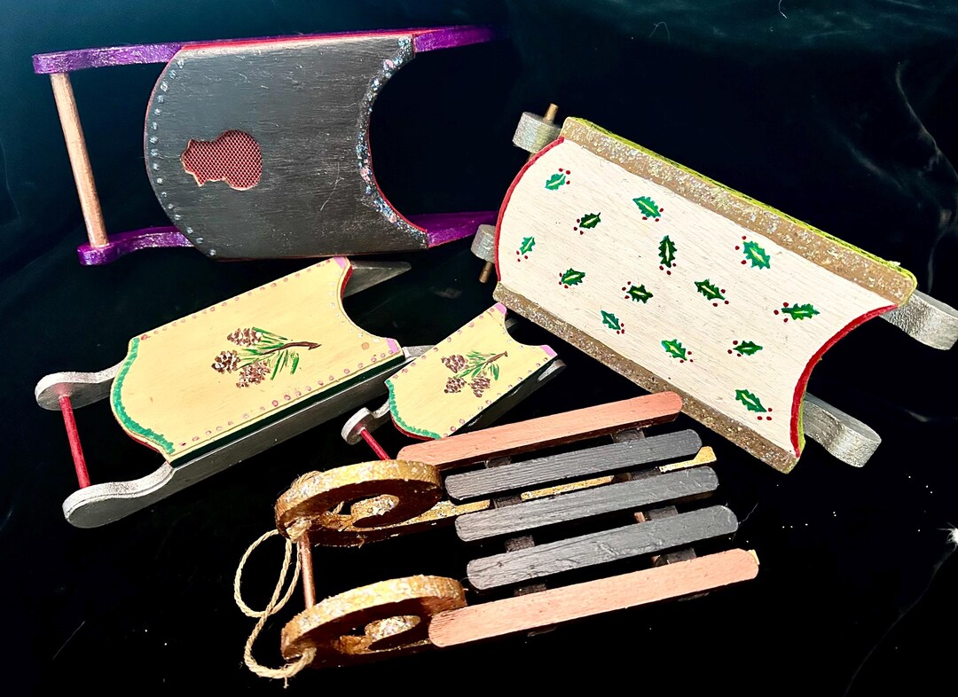 Miniature Sleds. Hand Painted Ornaments. - Etsy