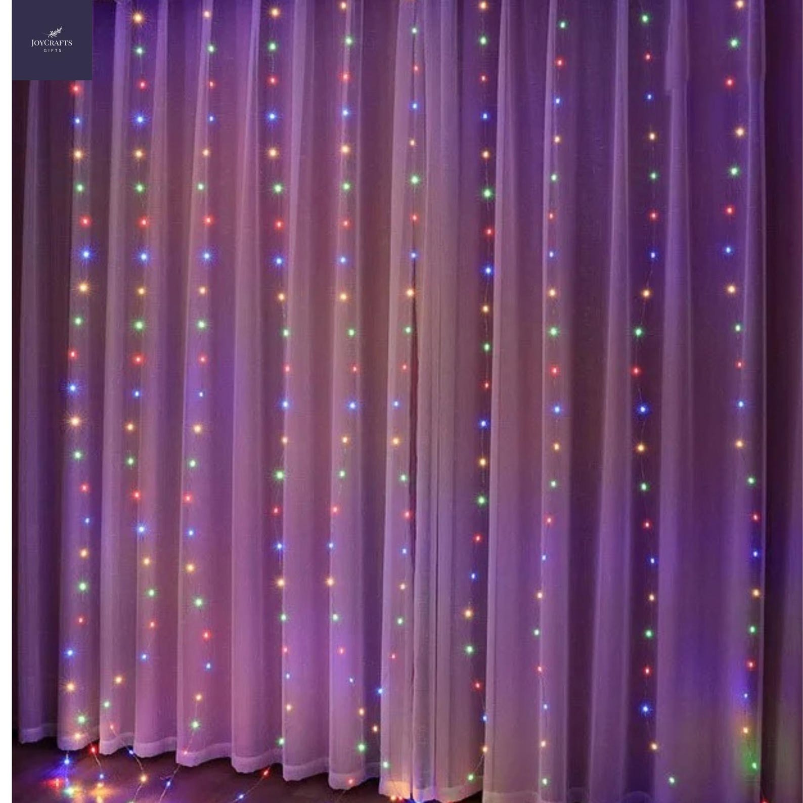 Remote-controlled LED Christmas Curtain Lights Warm White String Lights ...