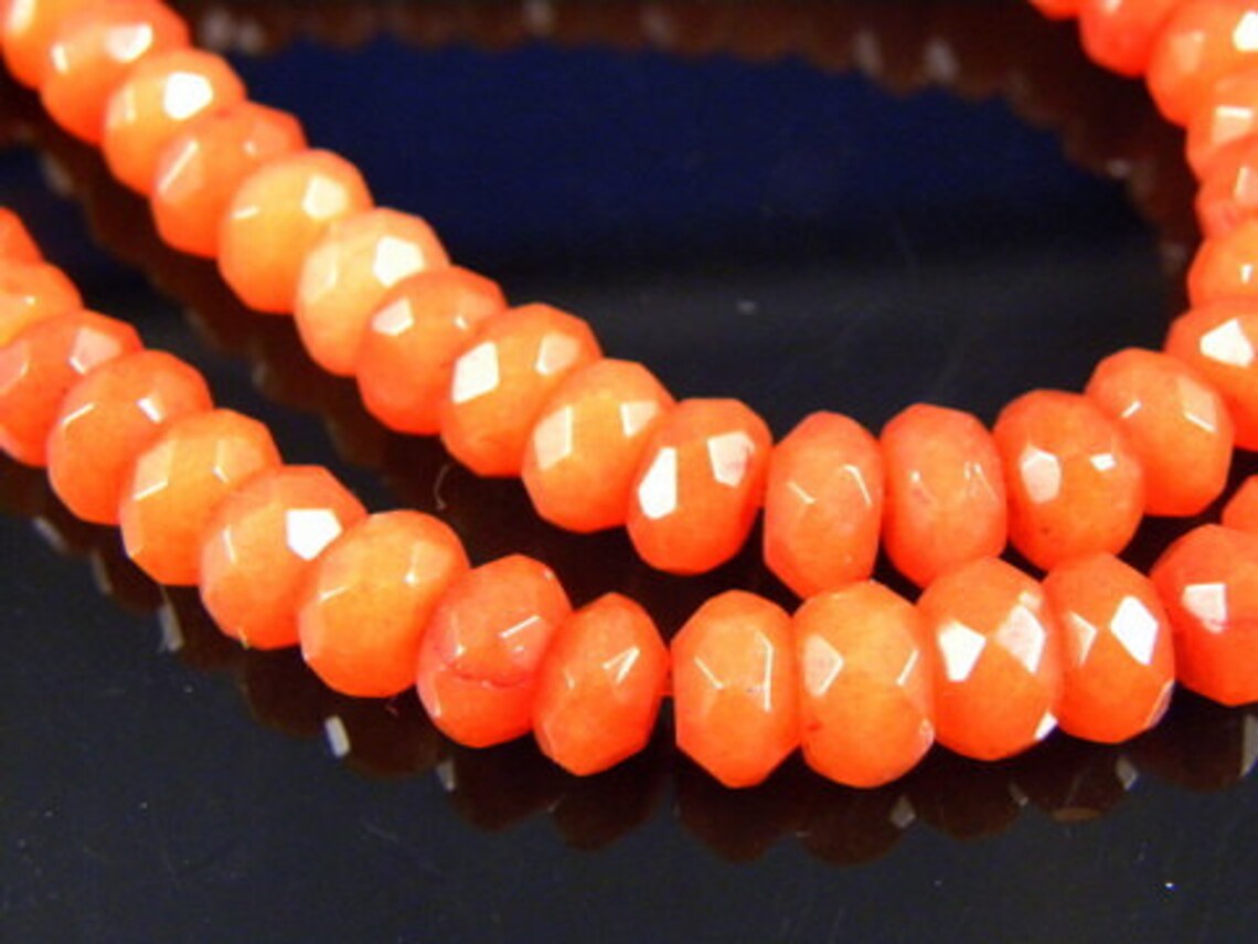 10 pc Faceted ORANGE Rondelle Jade Beads 8x5mm | Etsy