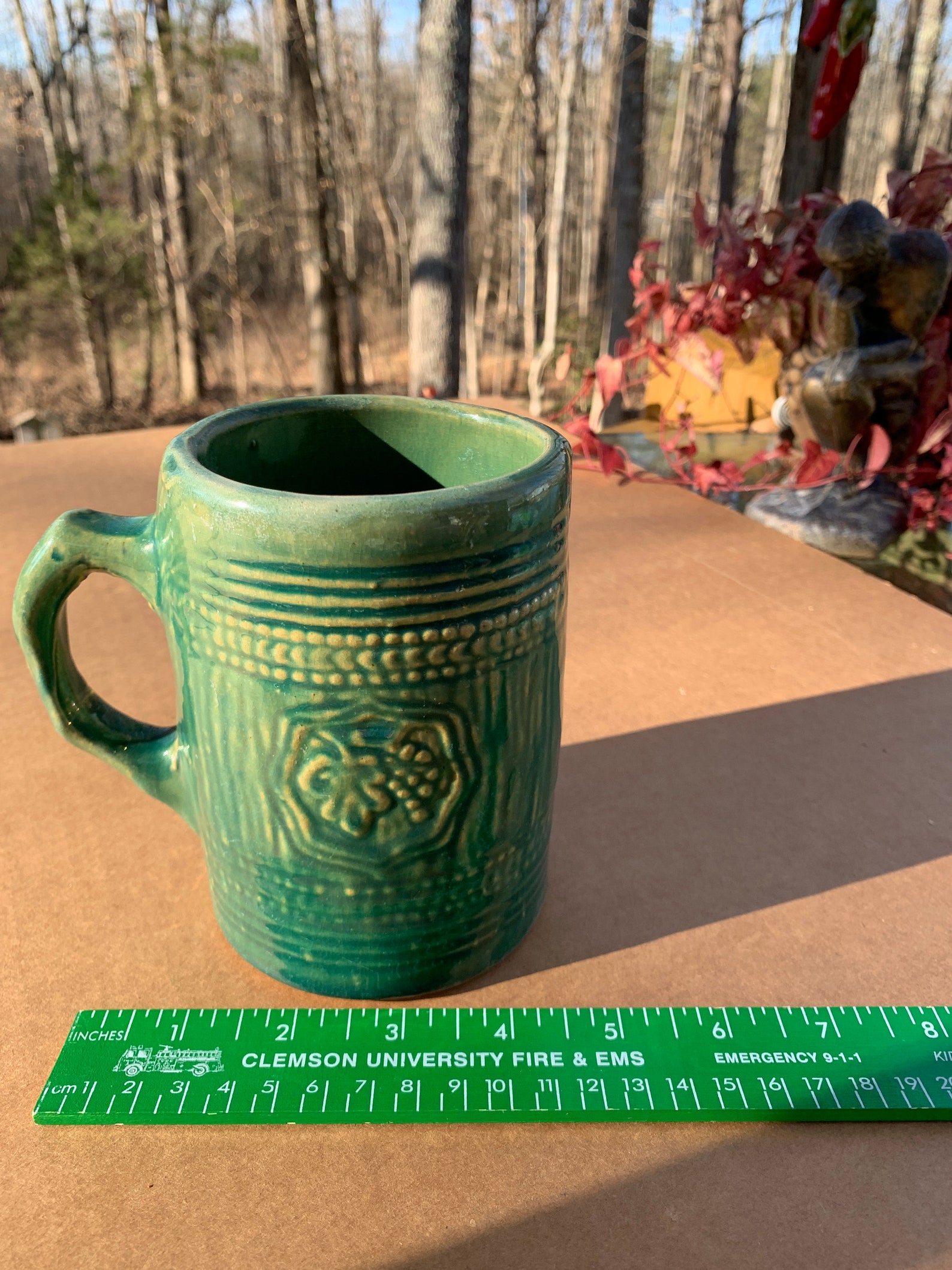 Green Pottery Pitcher Yellow Ware Mug Cup. FREE Shipping - Etsy