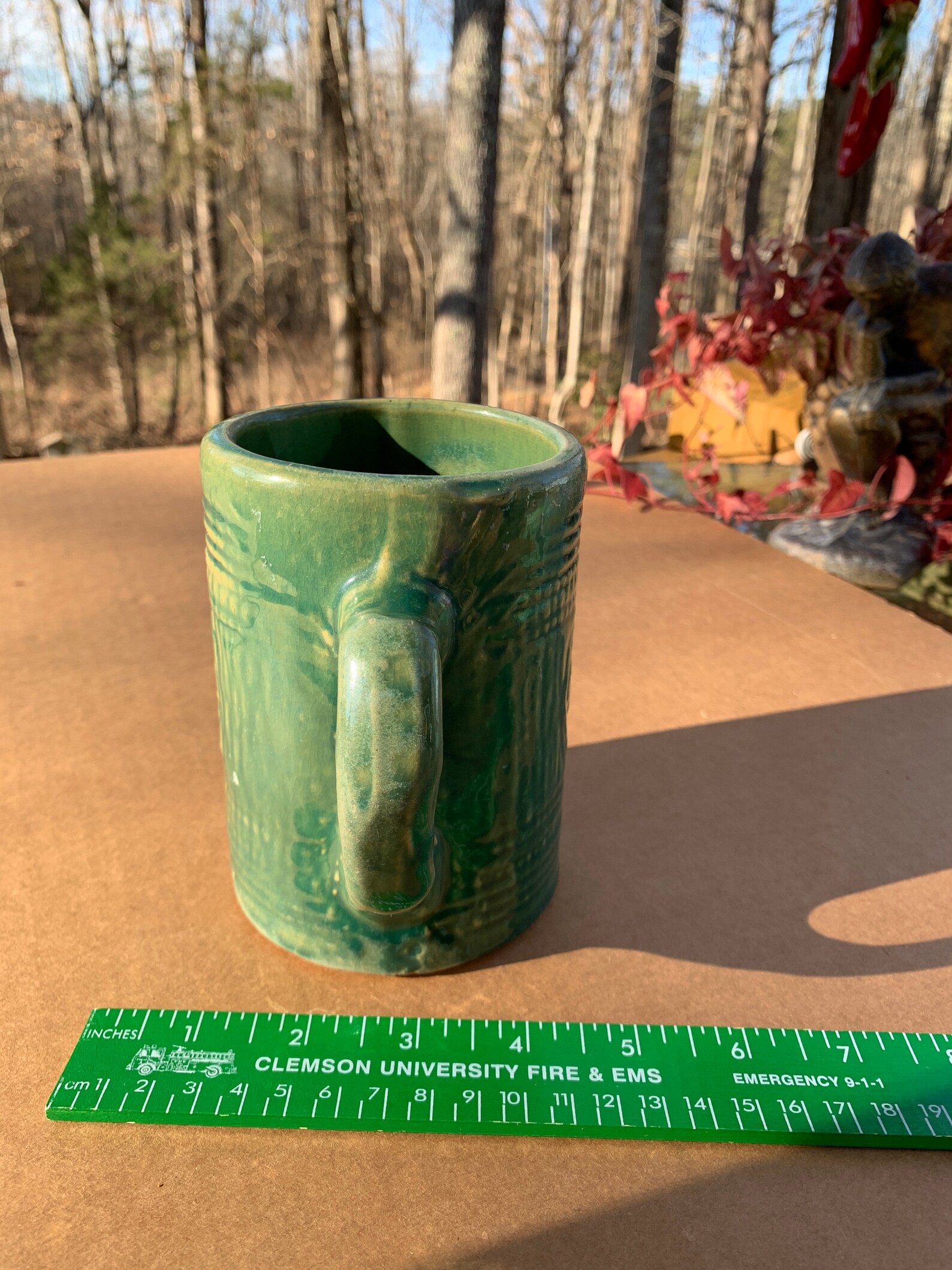 Green Pottery Pitcher Yellow Ware Mug Cup. FREE Shipping - Etsy