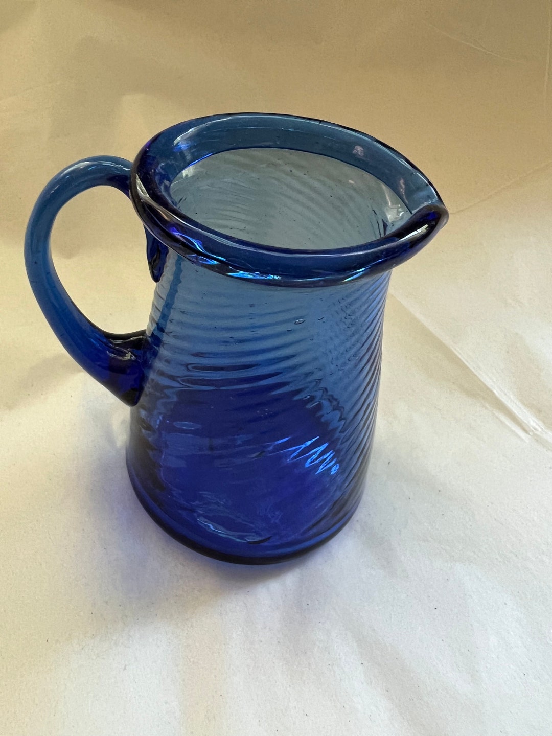 Tiny Vintage Pilgrim Swirl Optic Pitcher Cobalt Blue - Etsy