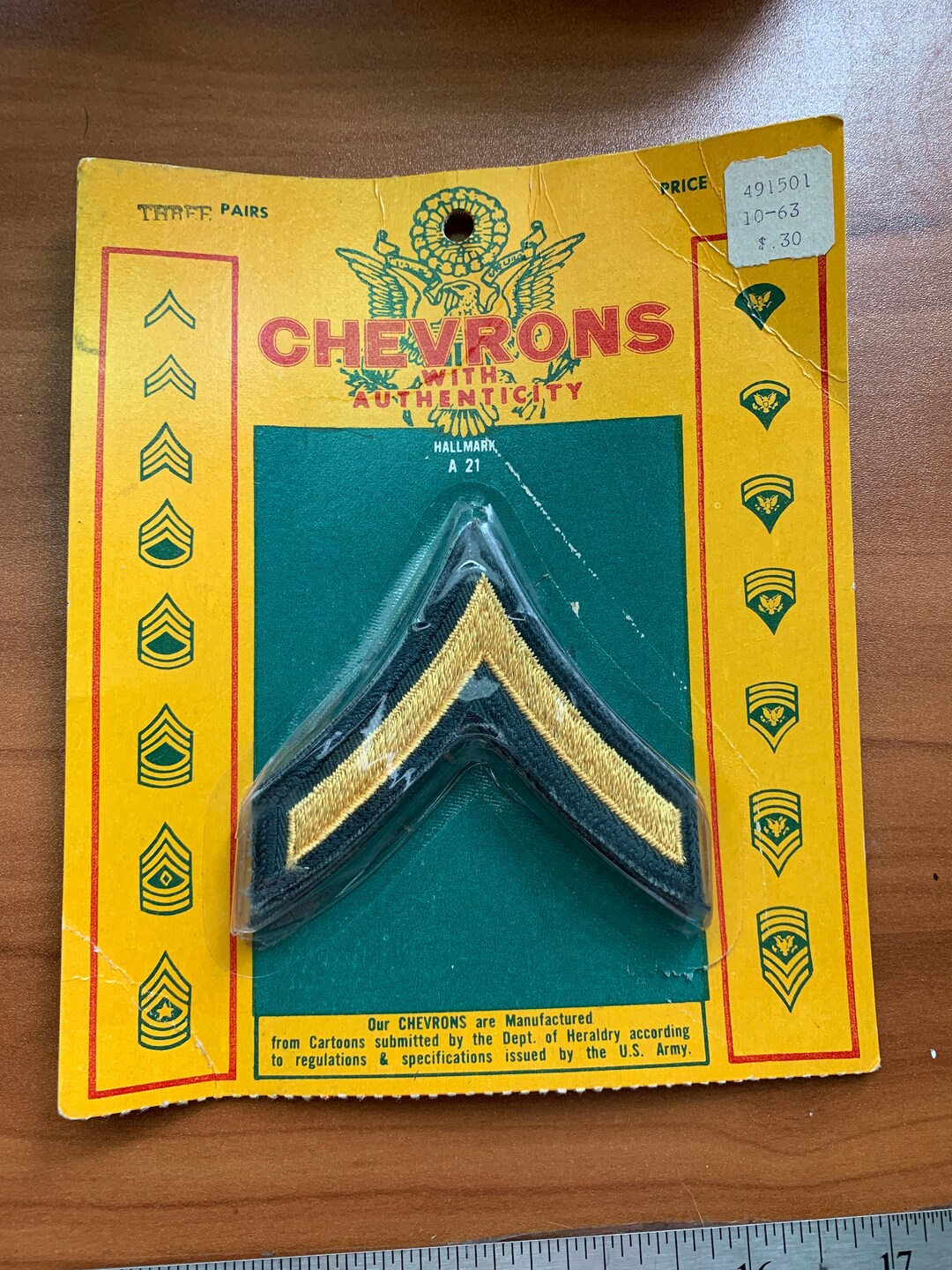 Tres pares vintage chevrones en paquete original como New Army. Envío ...