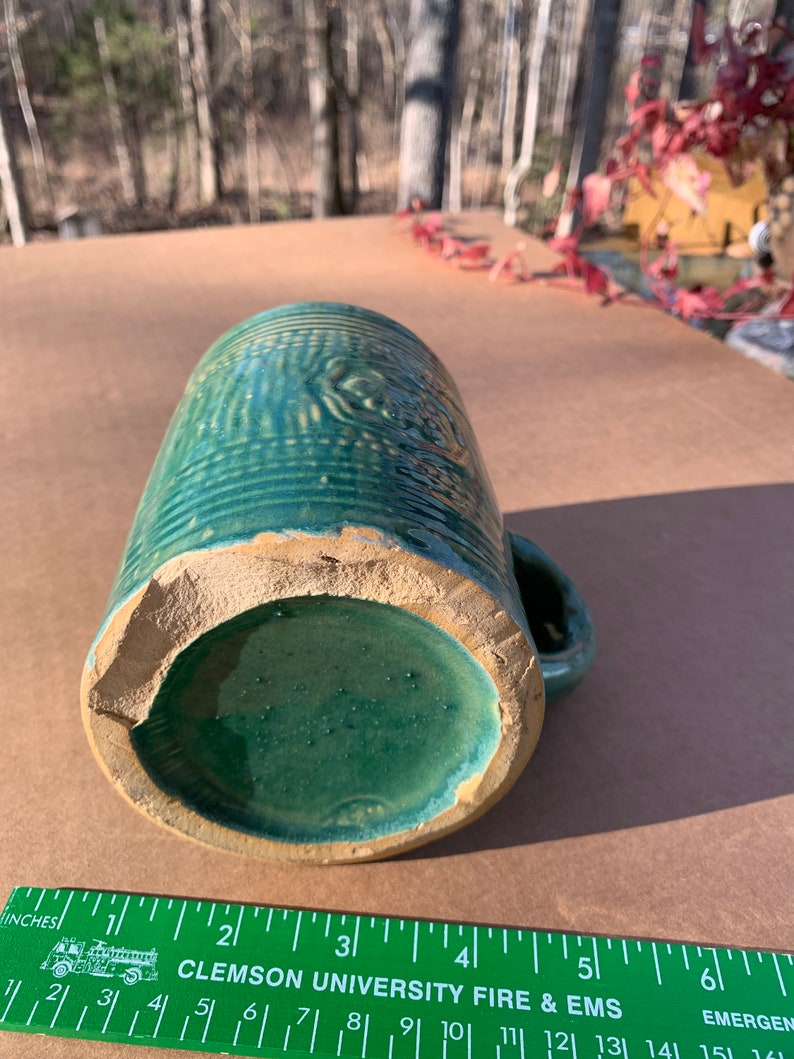 Green Pottery Pitcher Yellow Ware Mug Cup. FREE Shipping - Etsy