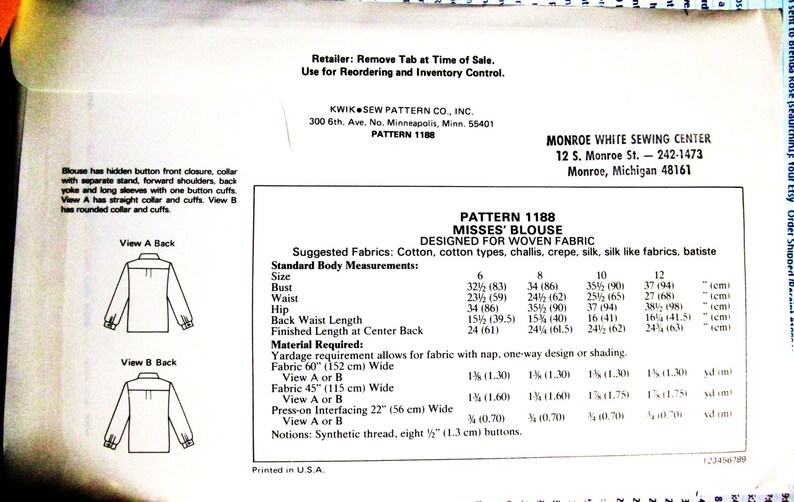 1188 Kwik Sew Pattern Ladies Top Sizes 6 8 10 12 - Etsy