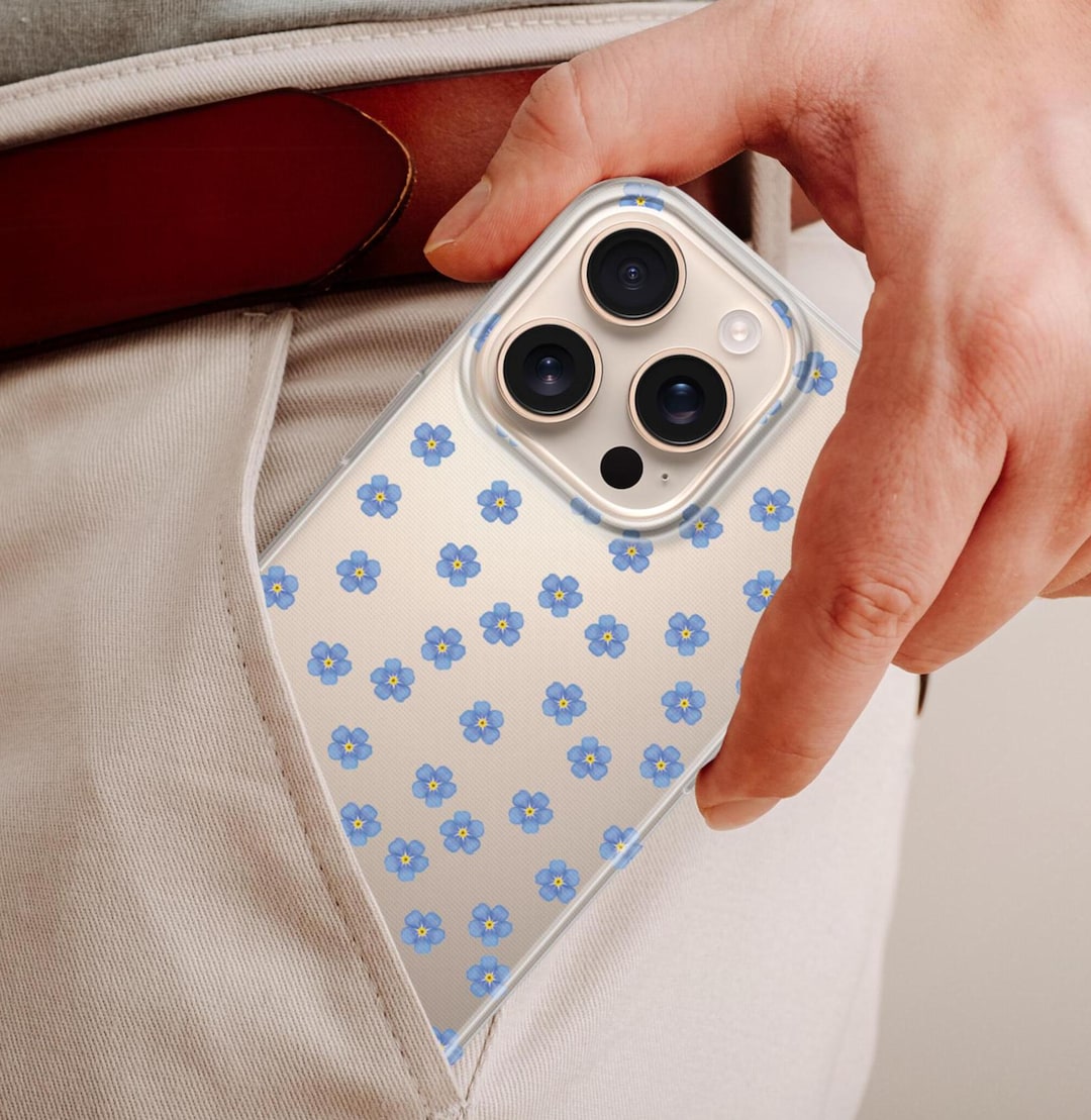 Transparent Forget-me-not Case Baby Blue Pearls Cover for iPhone ...