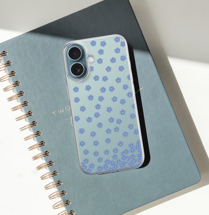 Transparent Forget-me-not Case Baby Blue Pearls Cover for iPhone ...