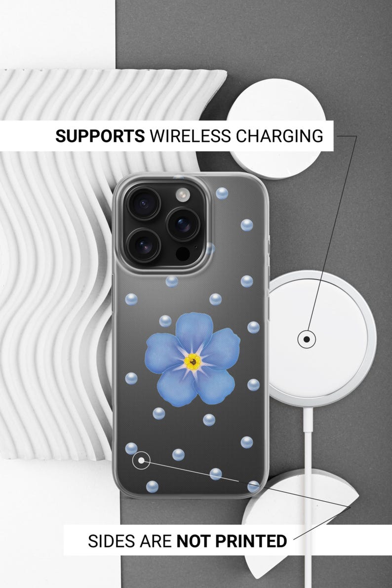 Transparent Forget-me-not Case Baby Blue Pearls Cover for iPhone ...