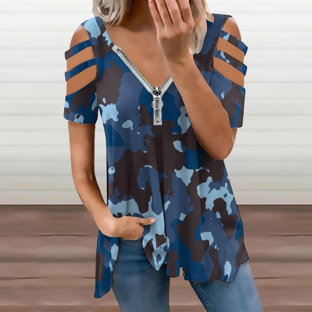 Azure Camo Zipper T-shirts - Etsy