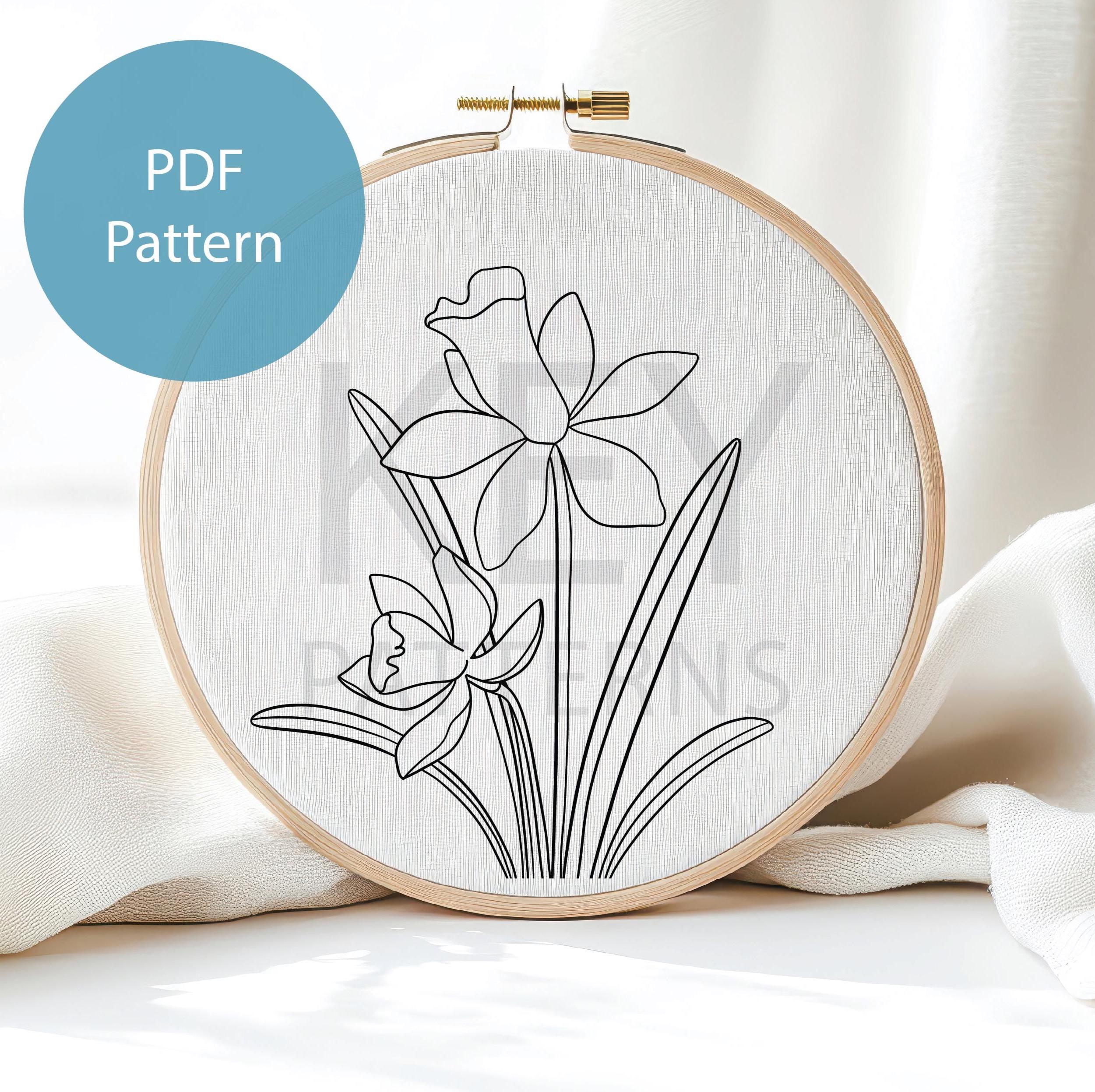 Daffodil Embroidery Pattern, PDF Download, Floral Pattern - Etsy UK