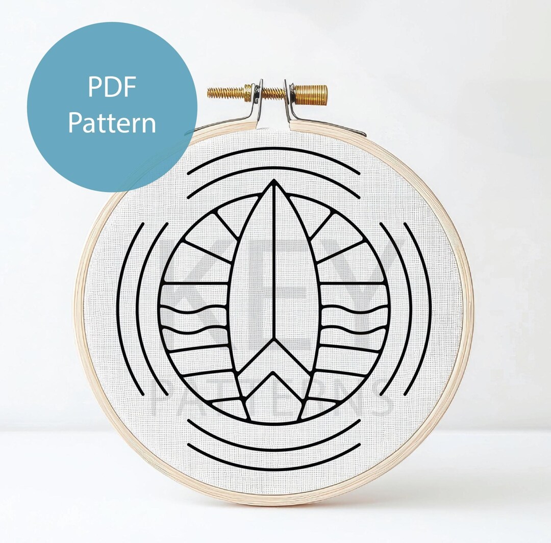 Surfboard Hand Embroidery PDF Pattern, Instant Digital Download ...