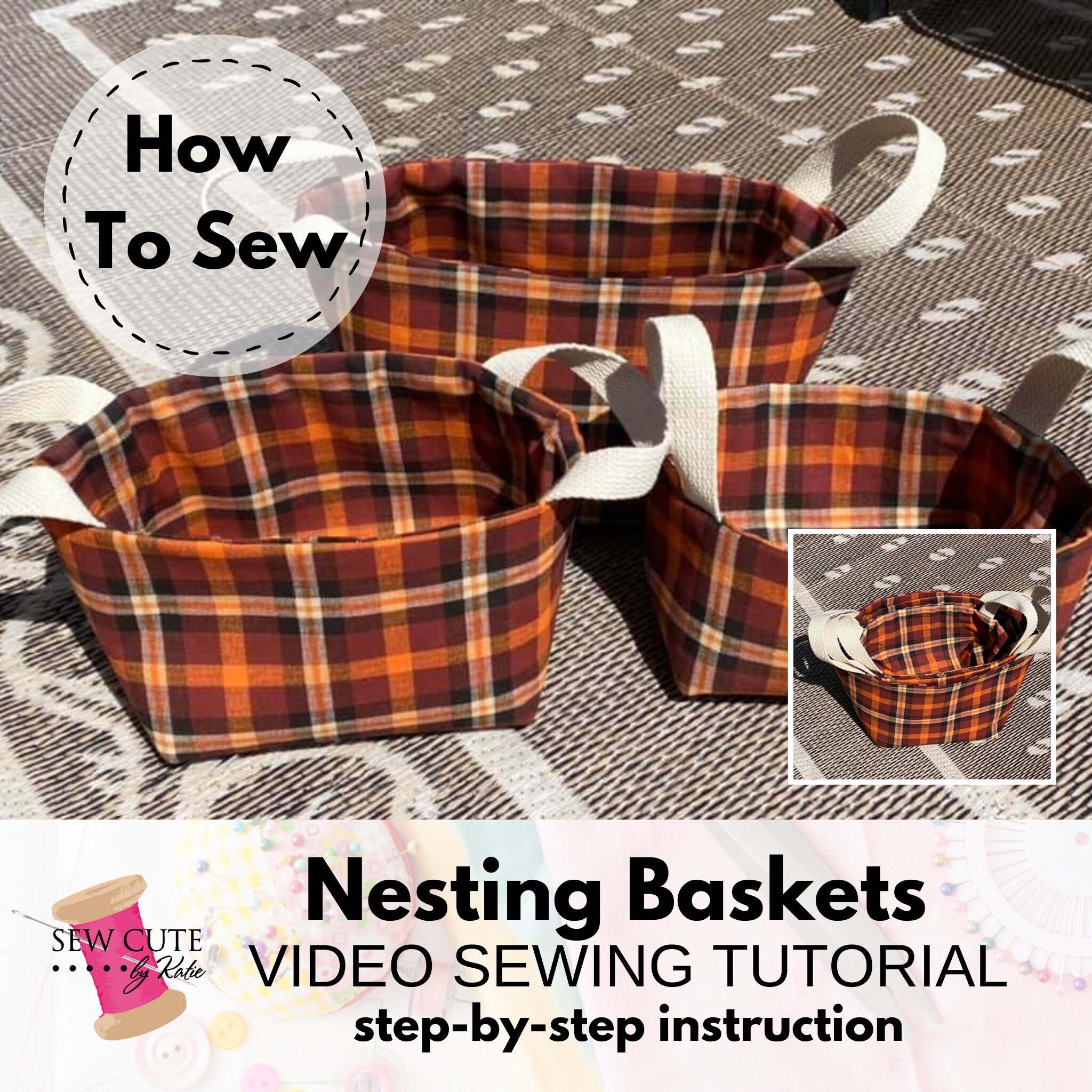 How to Sew Nesting Baskets, Sew Along Video, Sewing Lesson, Sewing ...