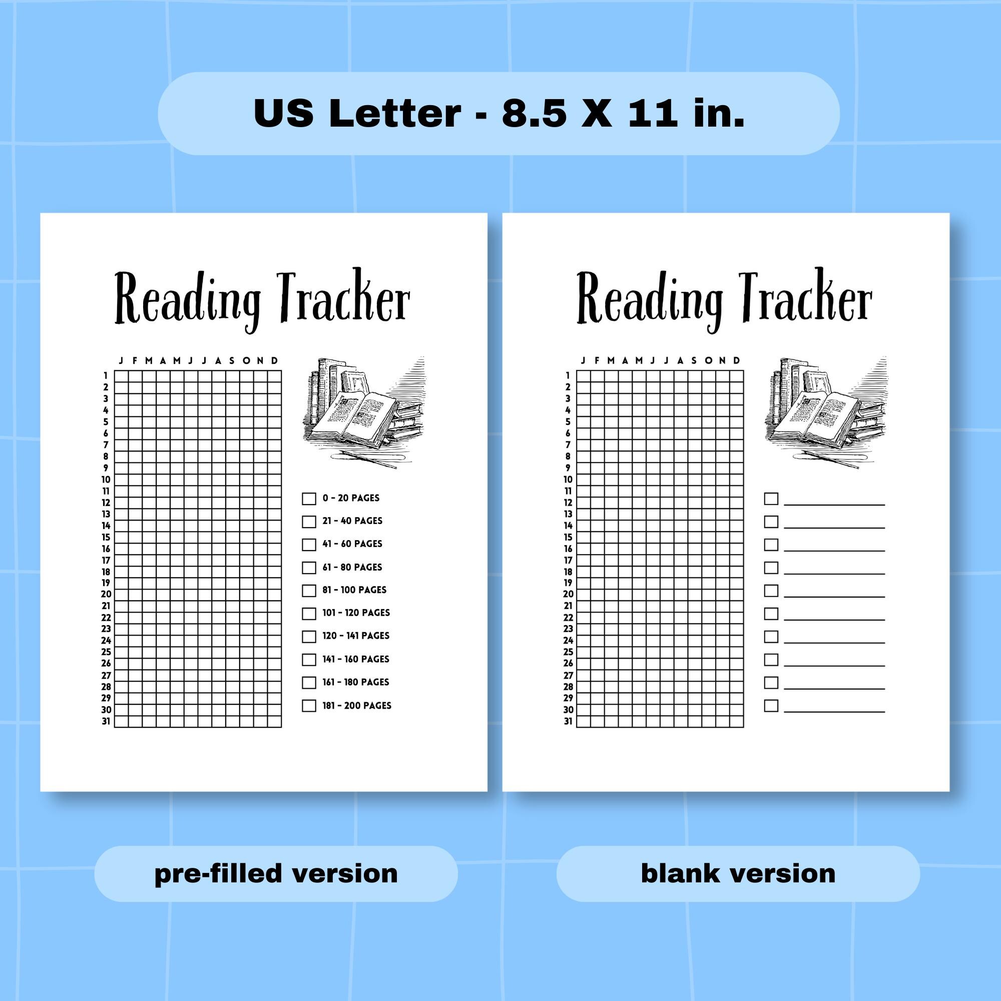 Printable Yearly Reading Tracker, Book Journal Template, Simple Reading ...